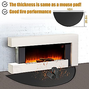 Fireplace Mat Fire Resistant, Wood Burning Stove Floor Protector, Fireproof Hearth Rug Protect Floors from Sparks Embers, 42x24 Inch Half Round