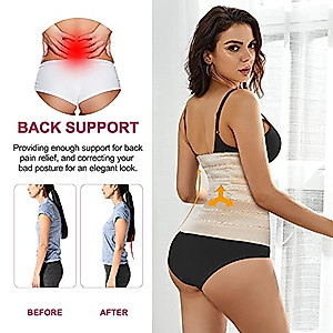 RGAINON Waist Trainer for Women Shapewear Tummy Control Waist Cincher Body Shaper Workout Girdles Slim Belly Band (Beige, X-Small)