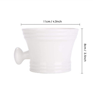 2 Colors Plastic Shaving Soap Bowl Foam Shaving Soap Cream Bowl with little handle Shaving Bowl for Men, Traditional Wet Shaving Factory Shaving Mug (White)