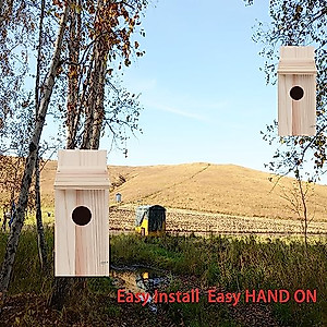 Oceek Cedar Blue Bird Box House Wood Bird House Bluebird Box House Cedar Wren and Chickadee Wren Home Outdoor Hanging Wood Birdhouse No Assembly Required Hummingbird House (1Pack 3115 Assembled)
