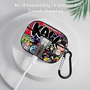 Headphone Case Compatible with AirPods Pro with Cute Cartoon Shockproof TPU Cover and Anti-Lost Keychain for Adults Men Women Teens (Airpods Pro, Red)