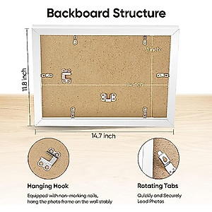 Nacial 11x14 Picture Frames, White Picture Frame, Photo Display 8x10 with Mat and 11x14 without Mat, Horizontal and Vertical Formats for Wall and Tabletop