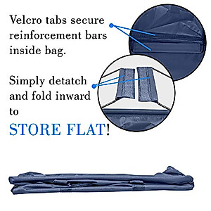 Lucazzi Extra Large Utility Tote Bag - Oversized Collapsible Reusable Wire Frame Rectangular Canvas Basket With Two Exterior Pockets For Beach, Pool, Laundry, Car Trunk, Storage - Navy Blue