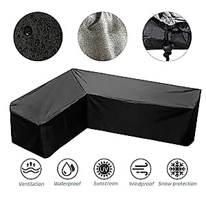Patio Sectional Sofa Cover, Outdoor L-Shaped Sectional Sofa Covers Rainproof, Garden Corner Settee Furniture Cover Protector Waterproof, Left Facing, 75.6" L/102 L x 39.37" D x 32" H