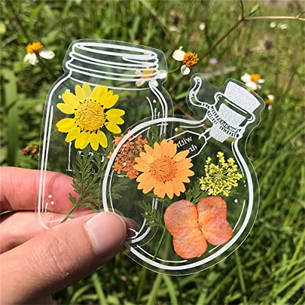 KKNC Dried Flower Bookmarks, Dried Flower Bookmarks Craft, 30 Pieces Transparent Dried Flower Bookmarks (30 PCS Bookmarks)