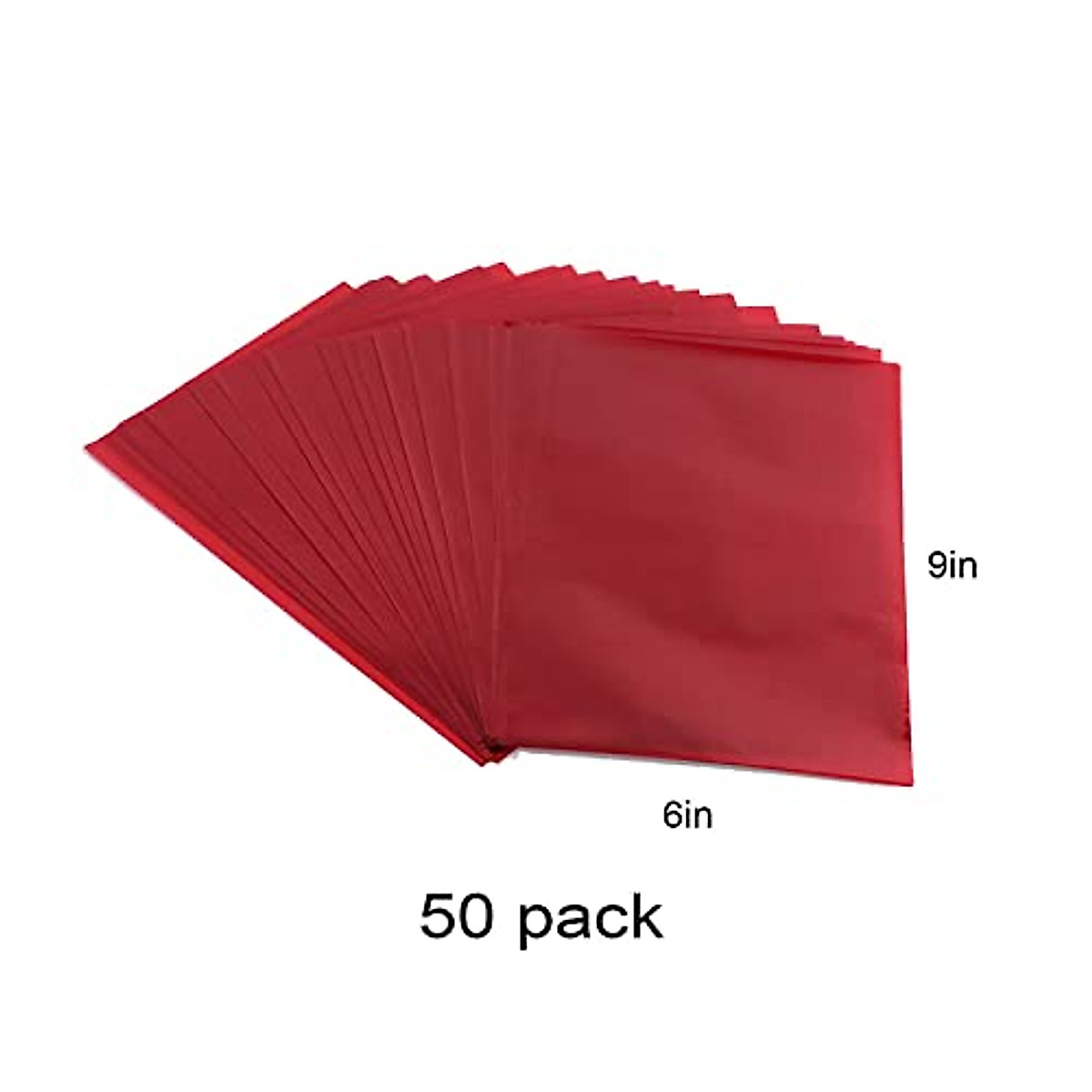 Woparty Red Clear Cellophane Treat Bags Cello Cookie Candy Plastic Bag,6x9 Inch Bags，Pack of 50