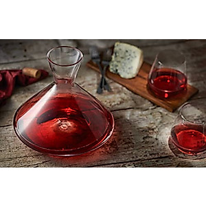 Wine Decanter – Hand-Blown Crystal Wine Carafe – Elegant Modern Pouring Vessel for Hosting Parties – Wine Aerator for Better Wine Experience (60 oz)