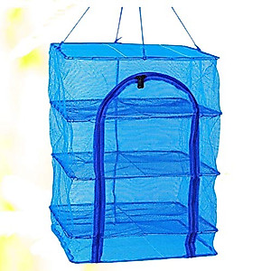 House Plants Outdoor Food Screen Foldable Drying Net Hanging Mesh Dryer Square Hanging Mesh Dryer for Shrimp Fish Fruit Vegetables (Four-Layer 66X40X40cm with Buckle) Drying Rack Clothing