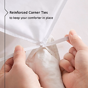 Nestl Double Brushed White Duvet Cover Queen Size 3 Piece Soft Queen Duvet Cover Set + Queen White Pillow Shams Set of 2