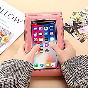 Eliaukly Touchscreen Phone Crossbody Bag for Women Cell Phone Purse Wallet with Multiple Credit Card Slots for iPhone15/15Pro etc. Blue