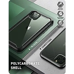 i-Blason Ares Case for iPhone 11 Pro Max 2019 Release, Dual Layer Rugged Clear Bumper Case with Built-in Screen Protector (Black)