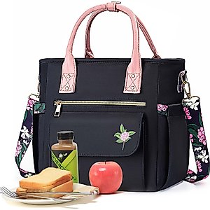 GLORIEROO Deluxe Large Lunch Bag Women - Insulated Leakproof Waterproof Lunch Box Cooler with Multi Pocket Removable Strap for Work Picnic Teacher Mothers Day Christmas Gifts for Women