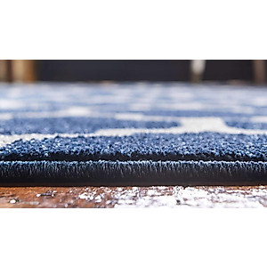 Unique Loom Trellis Collection Area Rug - Philadelphia (8' x 11' Rectangle Dark Blue/Navy Blue)