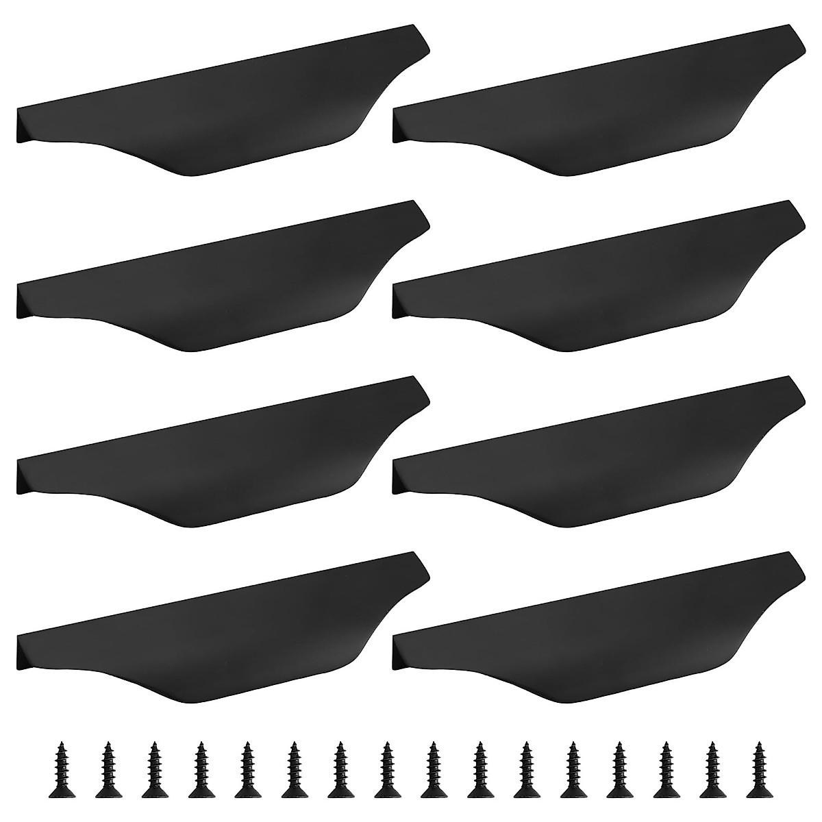 MOROBOR 8Pcs Mount Finger Edge Pull Handle 150mm Black Finger Pulls Aluminum Concealed Handle Furniture Drawer Handles for Home Kitchen Door Drawer Cabinet with Screws