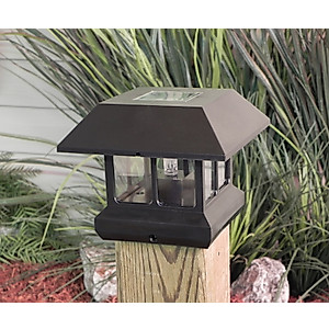 Sterno Home GL23124 GL23124BK Paradise Plastic Solar Post Light with White LED and Clear Lens, Black