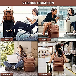 LOVEVOOK Laptop Backpack for Women Fashion Travel Backpack Purse PU Leather 15.6 Inch Computer Bag Large Teacher Nurse Bag for Work Business College
