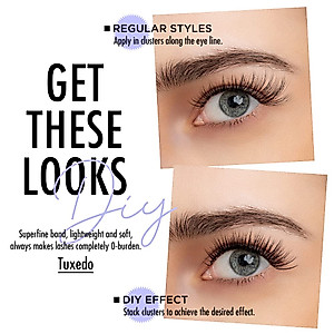 BEYELIAN Cluster Lashes, DIY Eyelash Extension Individual False Eyelashes Extension Natural Look Reusable Glue Bonded Super Thin Clear Band 24 Lash Clusters (Style4 0.07 Mix Clear Band)