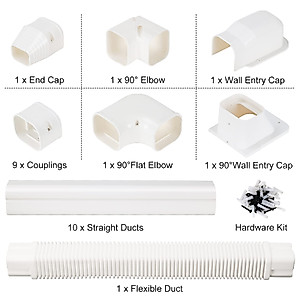 Kalkehay 3" W x 16.1Ft L Line Set Cover Kit for Ductless Mini Split Air Conditioners, PVC Decorative Cover for Central AC and Heat Pump Systems Tubing Cover