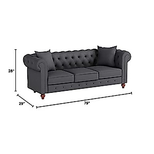 Divano Roma Furniture Classic Large Sofa | Dark Grey