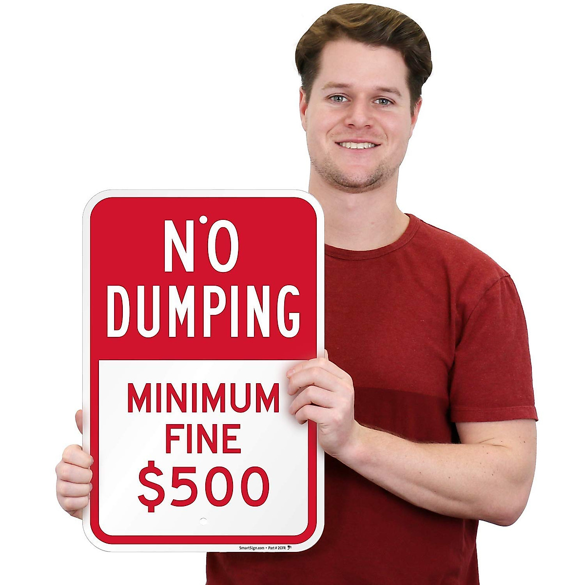 "No Dumping - Minimum Fine $500" Sign By SmartSign | 12" x 18" Aluminum
