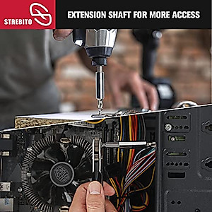 STREBITO Mini Ratchet Set 12-Piece 1/4 Ratchet Right Angle Screwdriver Set Small Ratcheting Wrench 90 Degree Offset Screwdriver High Torque Low Profile Ratchet Angled Screwdriver For Tight Spaces