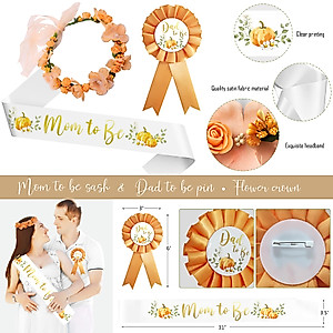 Little Pumpkin Baby Shower Decorations Party Supplies for Boy or Girl, Rustic Fall Autumn Baby Shower Decor, A Little Pumpkin is on The Way Backdrop Balloon Arch Baby Box Mom to Be Sash Dad to Be Pin