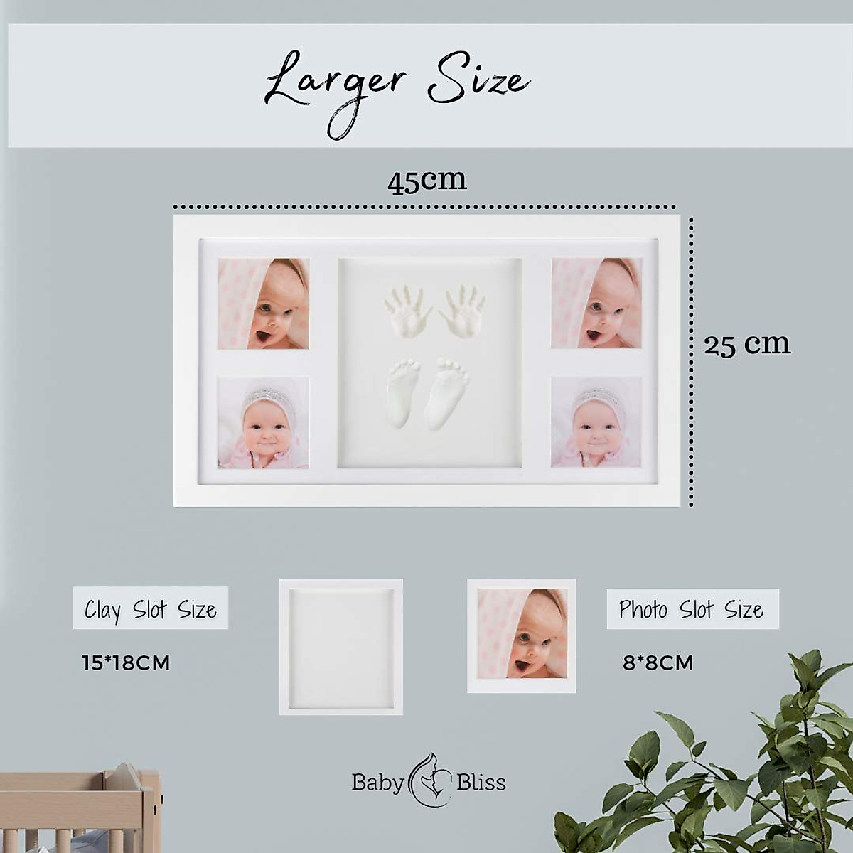 BABY BLISS Baby Hand and Footprint Keepsake Kit - Baby Prints Photo Frame for Newborn Boys and Girls – Nursery Memory Art Kit - Dog and Cat Paw Clay Print Kit for Pet Parents