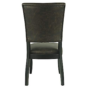 Signature Design by Ashley Sommerford Urban Farmhouse Faux Leather Upholstered Dining Chair, 2 Count, Dark Brown