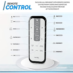 Ivyel GL-3 REM Smart Electric Bidet for Toilet Seat with Remote,For Round Toilets,Stainless Steel Self Cleaning Nozzle,Heated bidet Toilet Seat with Warm Water,Air Dryer,Intensive Wash