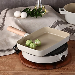 Fika NEOFLAM Brunch Pan for Stovetops and Induction | Wood Handle | Made in Korea (11.4 inches X 8 inches)