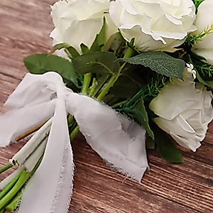 YAKA 4 Rolls Handmade Fringe Chiffon Silk Ribbon Mixed Color Gauze 1.5" x 7.5Yd Ribbons Set for Wedding Invitations, Bridal Bouquets, Gifts Wrapping, DIY Crafts Gifts Wrapping & Bow Making