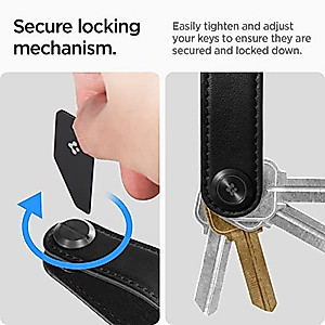 Spigen Valentinus Key Chain Key Holder Leather Key Organizer Minialist Compact Keyholder with Key Ring - Black