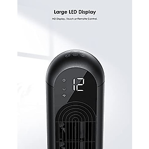 Oraimo Tower Fan 42 inch, 29ft Air Supply Distance, Quiet 120° Oscillating Fan with 12 Speeds, 4 Modes, 12H Timer, Standing Bladeless Tower Fan with Remote & Full LED Display, OHF-811A Wide-Wind Fan