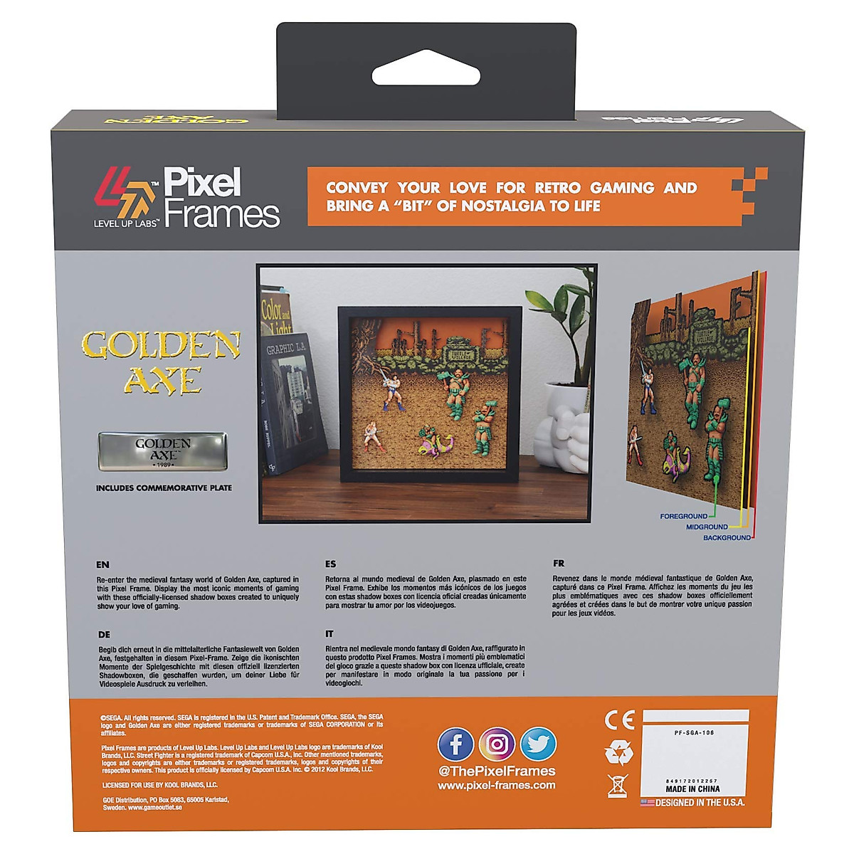 Pixel Frames Golden Axe 9x9 inches (Big) Shadow Box Art