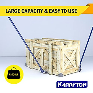 KARRYTON Pry Lever Bar 5T/11000LBS Load Capacity, 5FT Length Steel Handle Prylever Bar with Wheels for Heavy Duty Equipment Handling,Great Hand Tool with Four Industrial Bearings (5T-5FT)