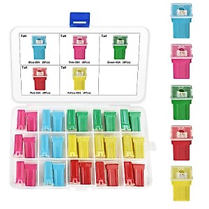 MuHize Shaped Assorted Fuses - Upgraded Tall/Standard Profile Automotive Box Shaped Fuse Kit, Fuse Female Assortment 20A 30A 40A 50A 60A (Each 6) for Ford Chevy, Cars and SUVs