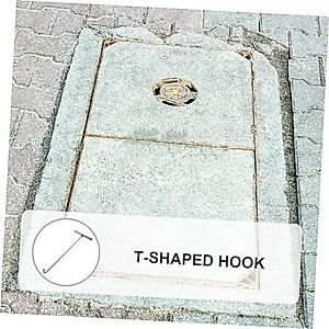 Hohopeti Stainless Steel Manhole Lifter Tool Heavy Duty Hook for Lifting and Moving Manhole Covers Storm Drains and Sewer Lids Portable and Household Door Lifter