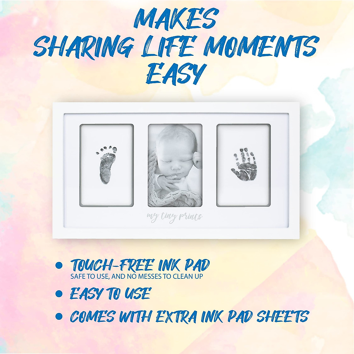 Felt Like Sharing Baby Hand and Footprint Kit, White Frame, Baby Footprint Kit