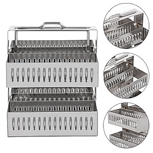 iplusmile Microscope Slides Rack 30 Positions, Stainless Steel Microscope Slide Holder - Research Staining Specimen Experiment Experiments Storage Stand for Lab