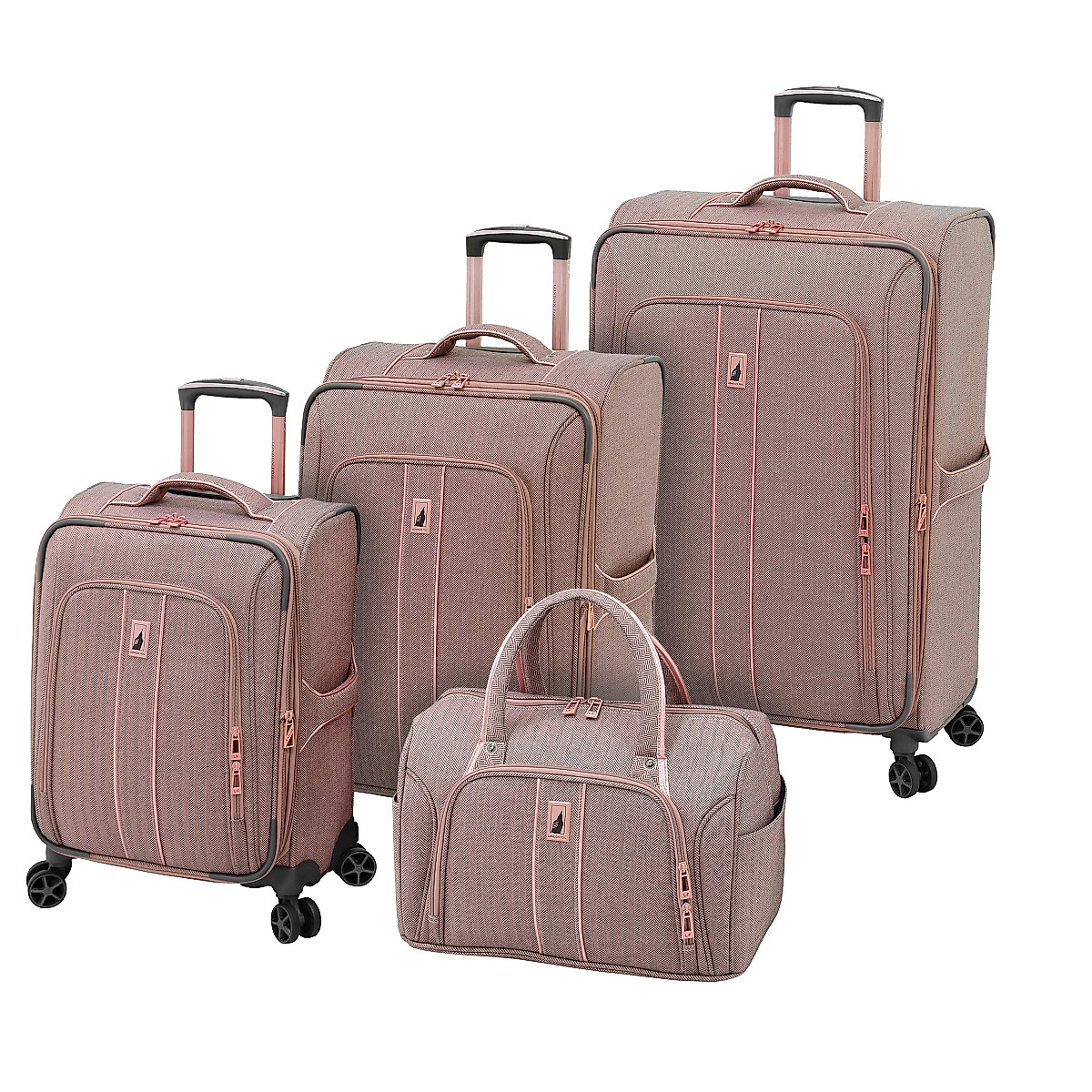 LONDON FOG Newcastle Softside Expandable Spinner Luggage, Rose Charcoal Herringbone, Carry-On 20-Inch