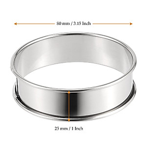 MUKCHAP 20 Pieces 3.15 Inch English Muffin Ring, Stainless Steel Double Rolled Tart Ring, Crumpet Ring Mold for Home Baking, Cooking