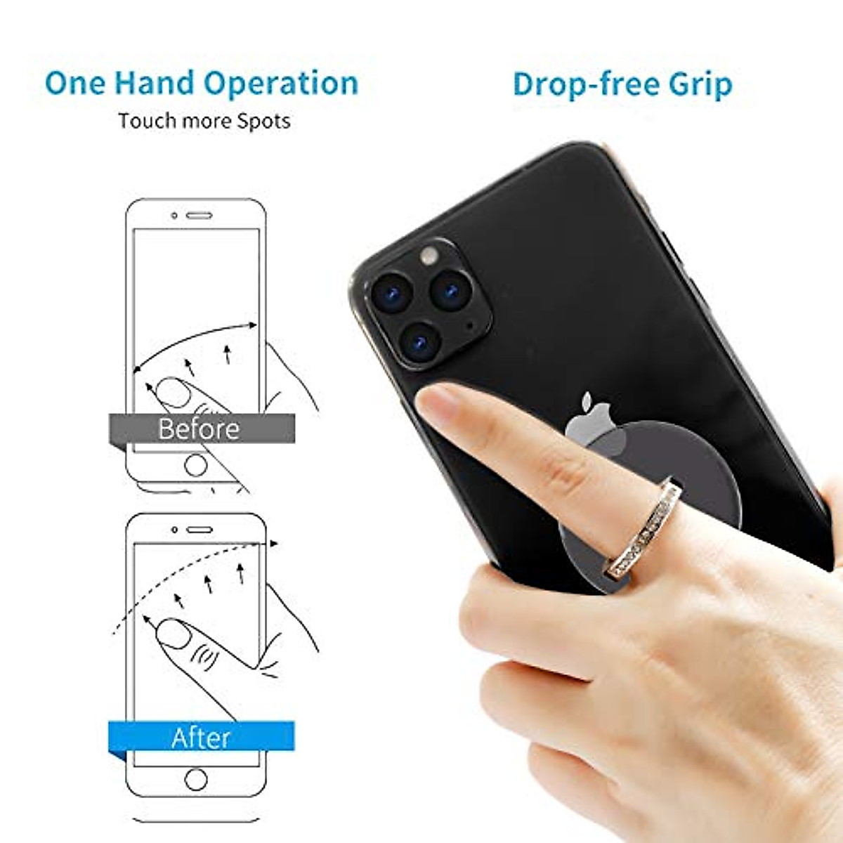 zylee Cell Phone Ring Holder Stand, Upgraded Transparent Phone Ring Holder 360° Rotation Phone Ring Holder Finger Kickstand Phone Ring Grip(2Silver+2Rose Gold)