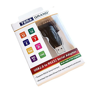 Tera Grand - Premium USB 2.0 to RS232 Serial DB9 Adapter - Supports Windows 11,10, 8, 7, Vista, XP, 2000, 98, Linux and Mac - Built with FTDI Chipset