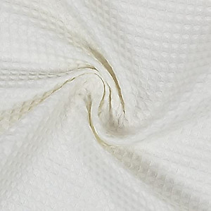 GlowSol Cream Valance for Kitchen Waffle Fabric Curtain Water Resistant Valance for Bathroom Short Cafe Valance, Cream, 60W×15L