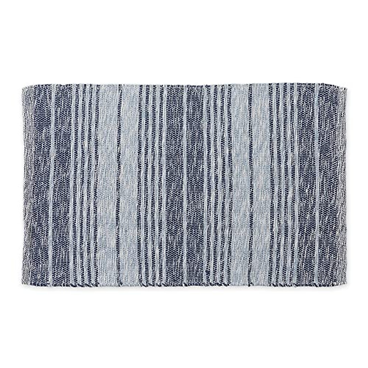 DII Woven Rag Rug Collection Recycled Yarn Variegated Rustic Stripe, 2x3', French Blue