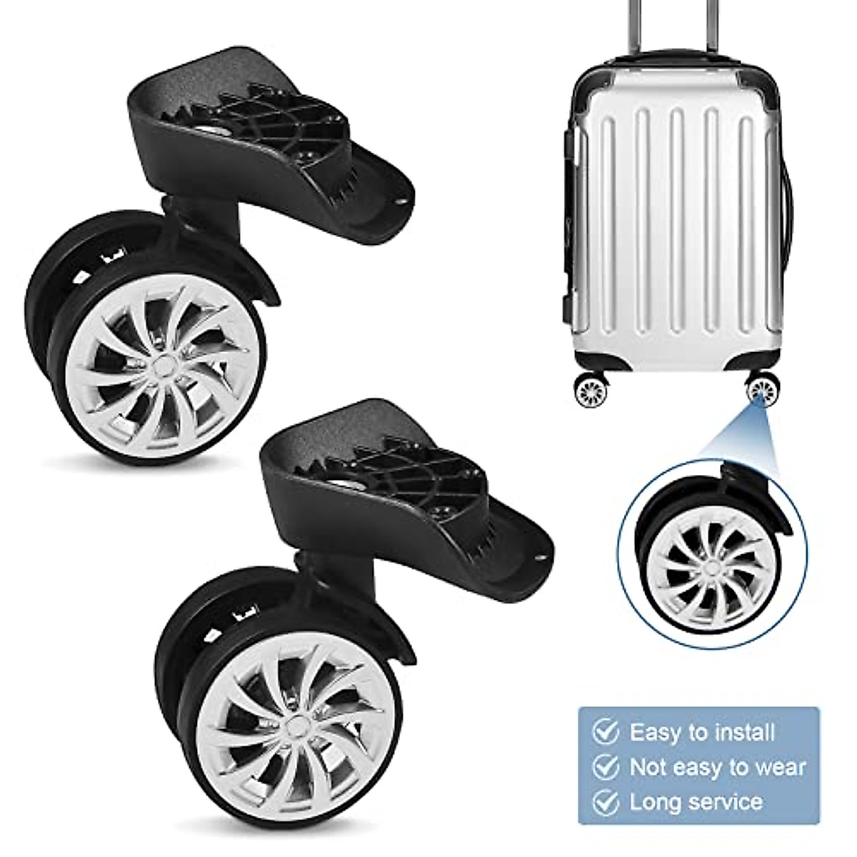 YHG Luggage Swivel Wheels, Luggage Replacement Wheels, Suitcase Wheels for Luggage, Suitcase Replacing and Repairing(2pcs), No Universal Luggage Replacement Wheel
