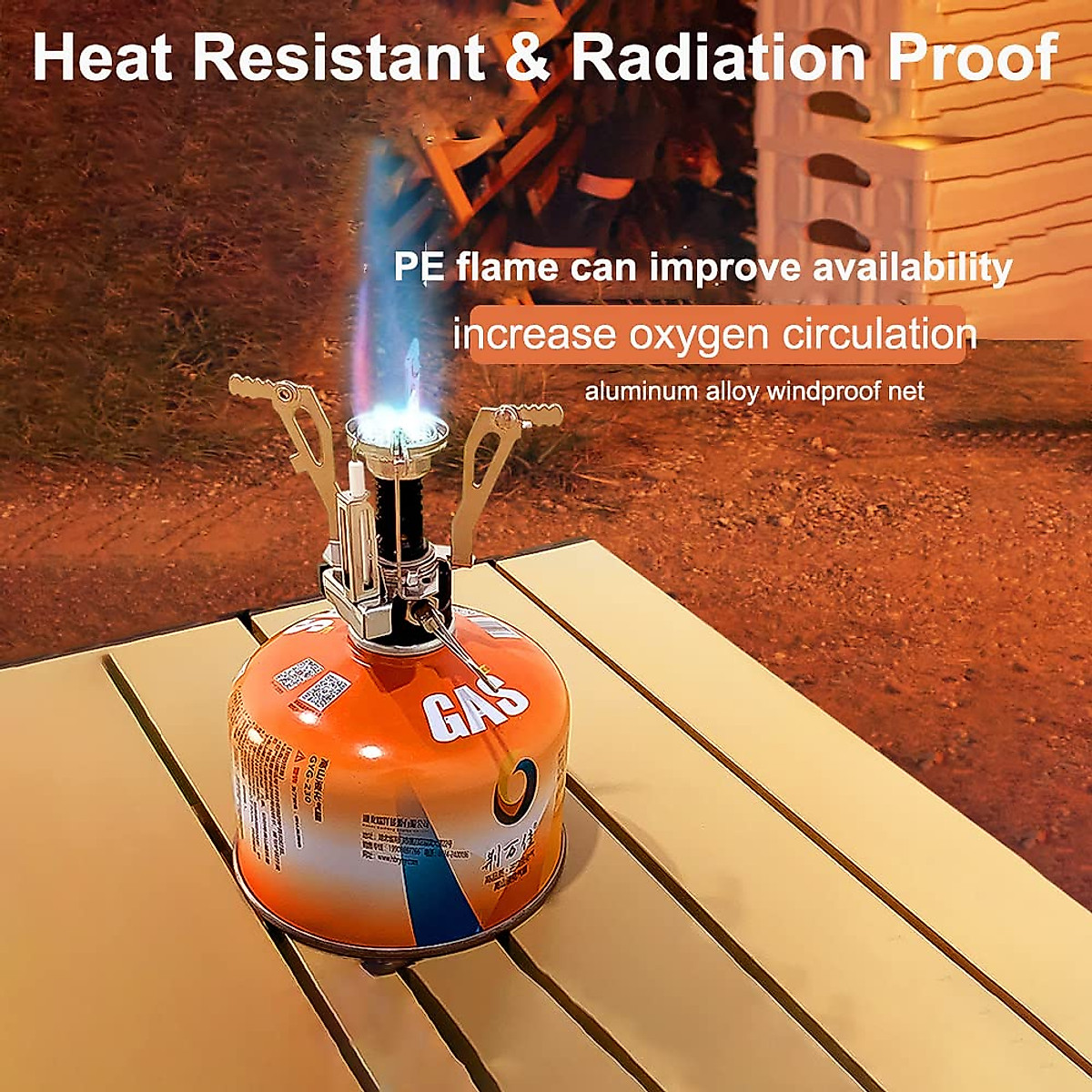 Camping Stove Portable Backpacking Stoves - Backpack Camp Stove with Piezo Ignition Stable Support Wind resistance Gas Stove Backpacking Gear for Camping Hiking Outdoor Cooking