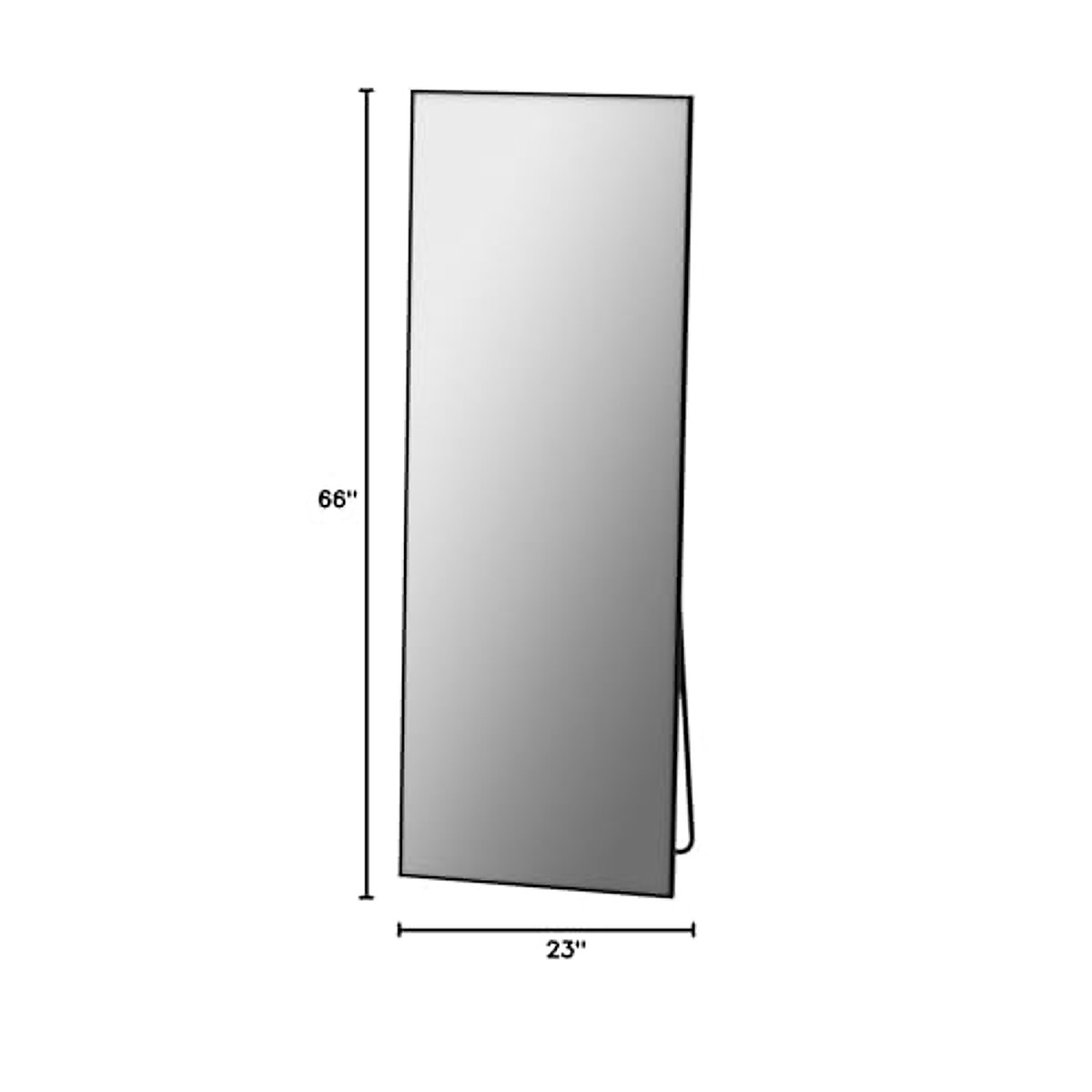 Antok Full Length Mirror, 66"x23" Floor Standing Full Body Mirror with Stand for Bedroom & Living Room, Black