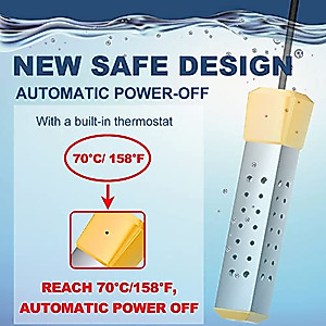 MUFUN Immersion Water Heater, 2000W Automatic Power Off Portable Pool Heater, Recirculating Heated Bath Heater with 304 Stainless-Steel Guard, Bucket Heater for Travel Camping Hot Bathtub Mini Inflata