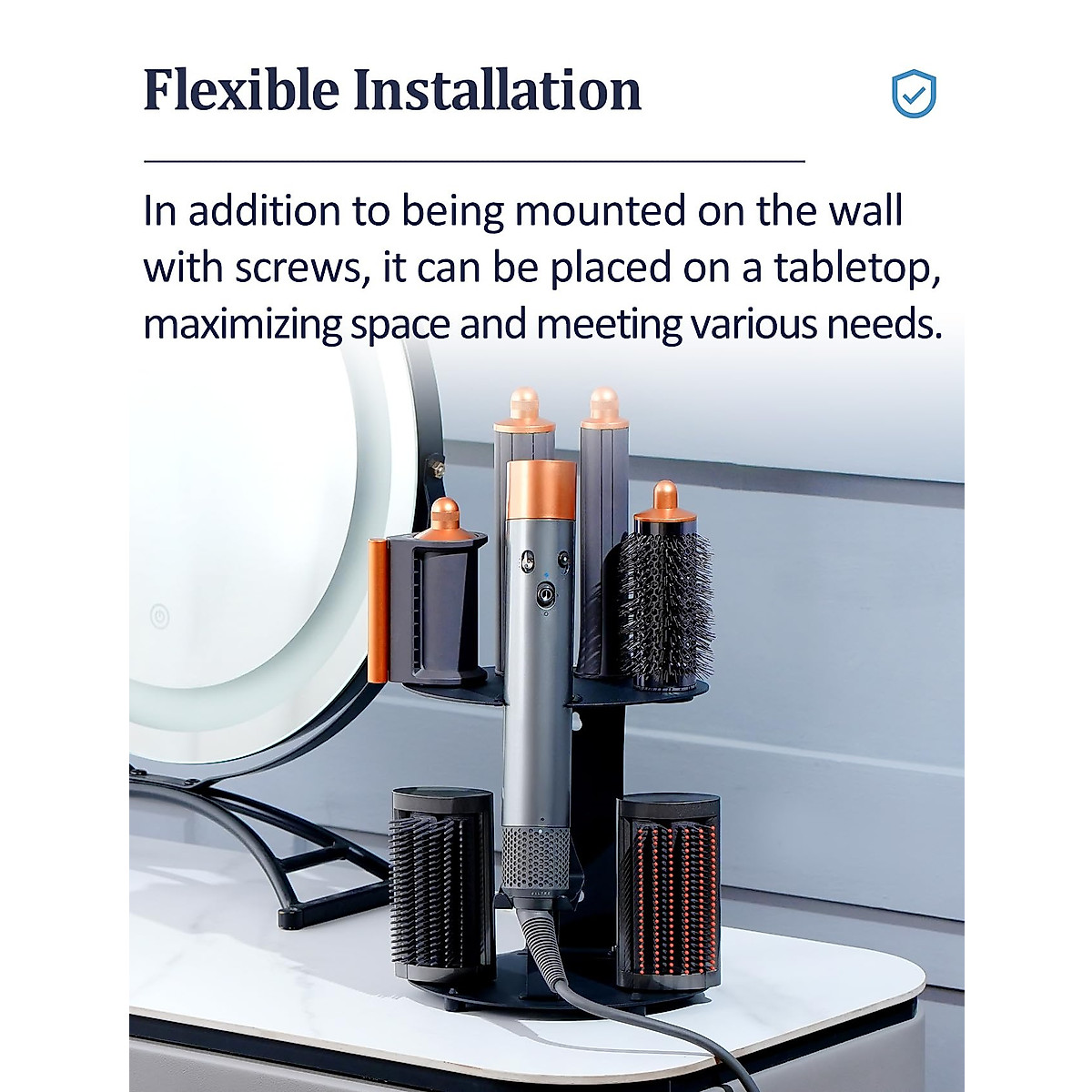 Curling Iron Storage Holder Attachments Compatible with Dyson Airwrap Organizer Wall Mounted Stand, Hair Wrap Rack on Desktop Accessories for Home/Bathroom